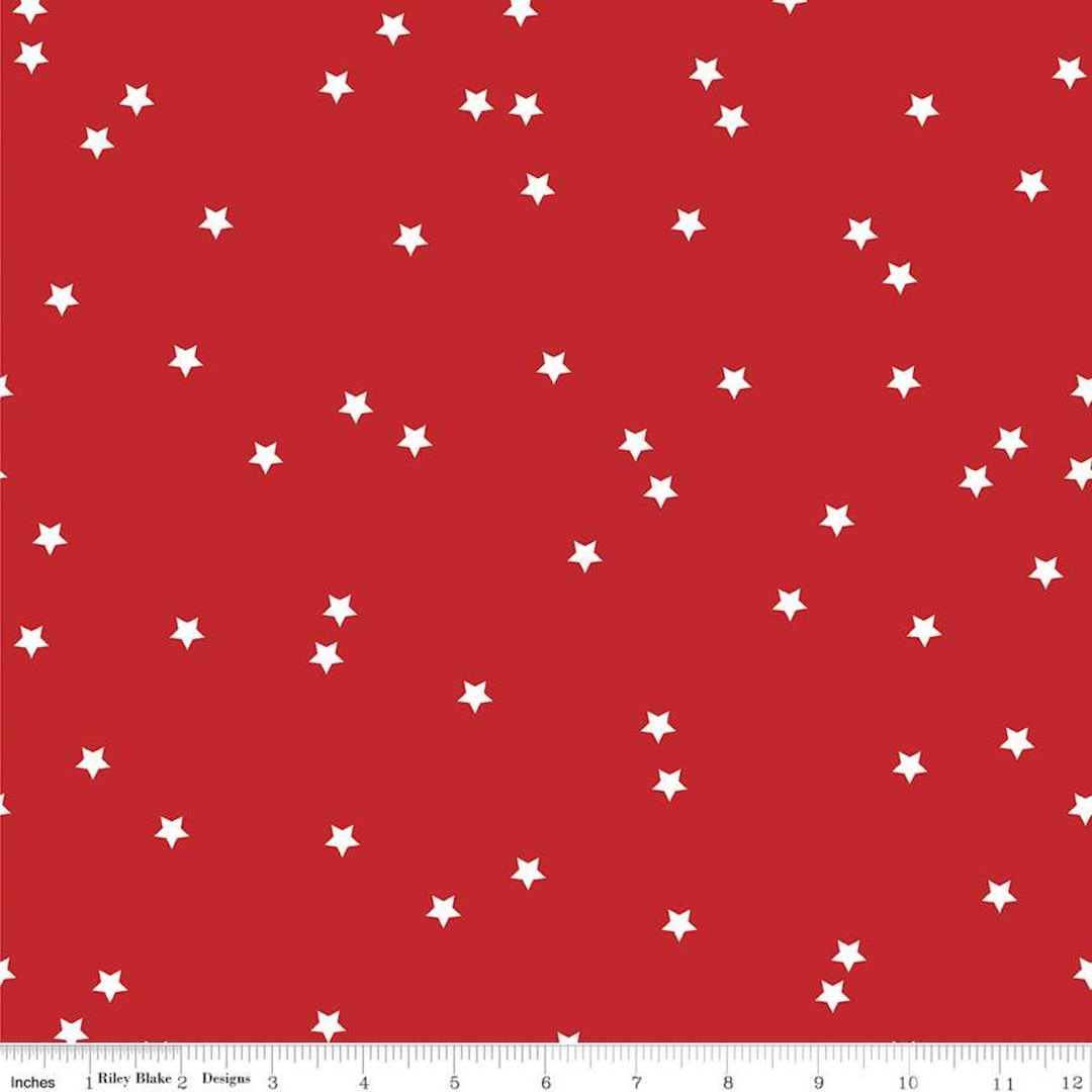 Deep Blue Sea Red Stars Print, Jen Allyson for Riley Blake, Fabric ...