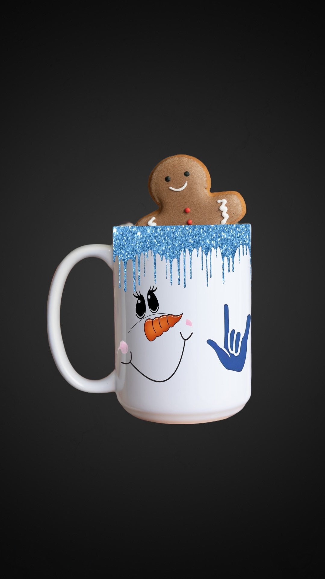 American Sign Language Glitter Snowman Mug, I Love You - Etsy