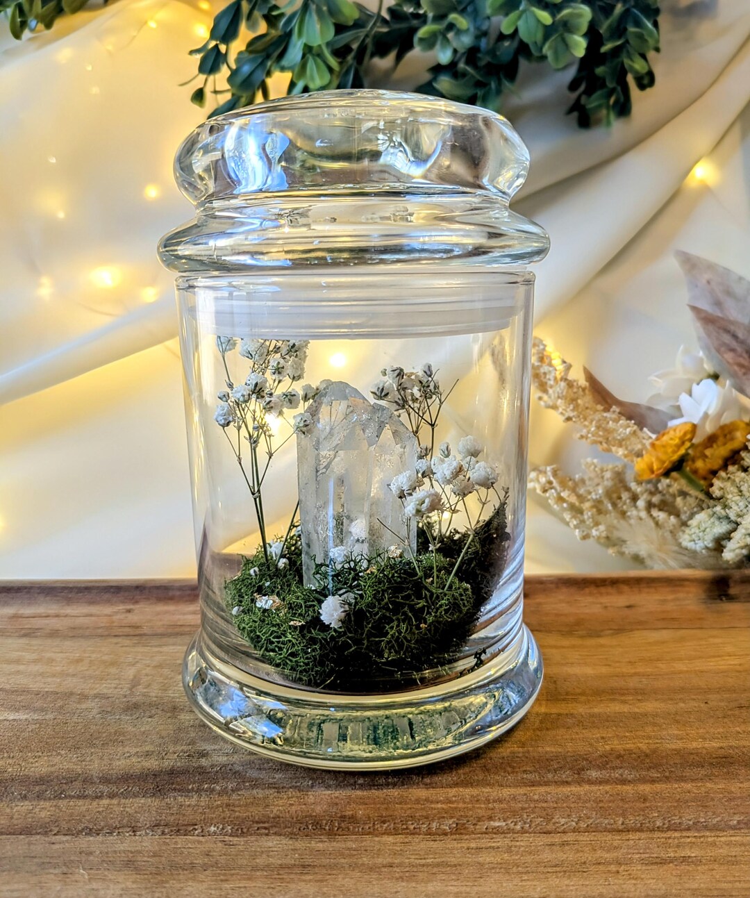 Apothecary Jar Quartz Crystal Terrarium, Gift, Gift for Her, Terrarium ...