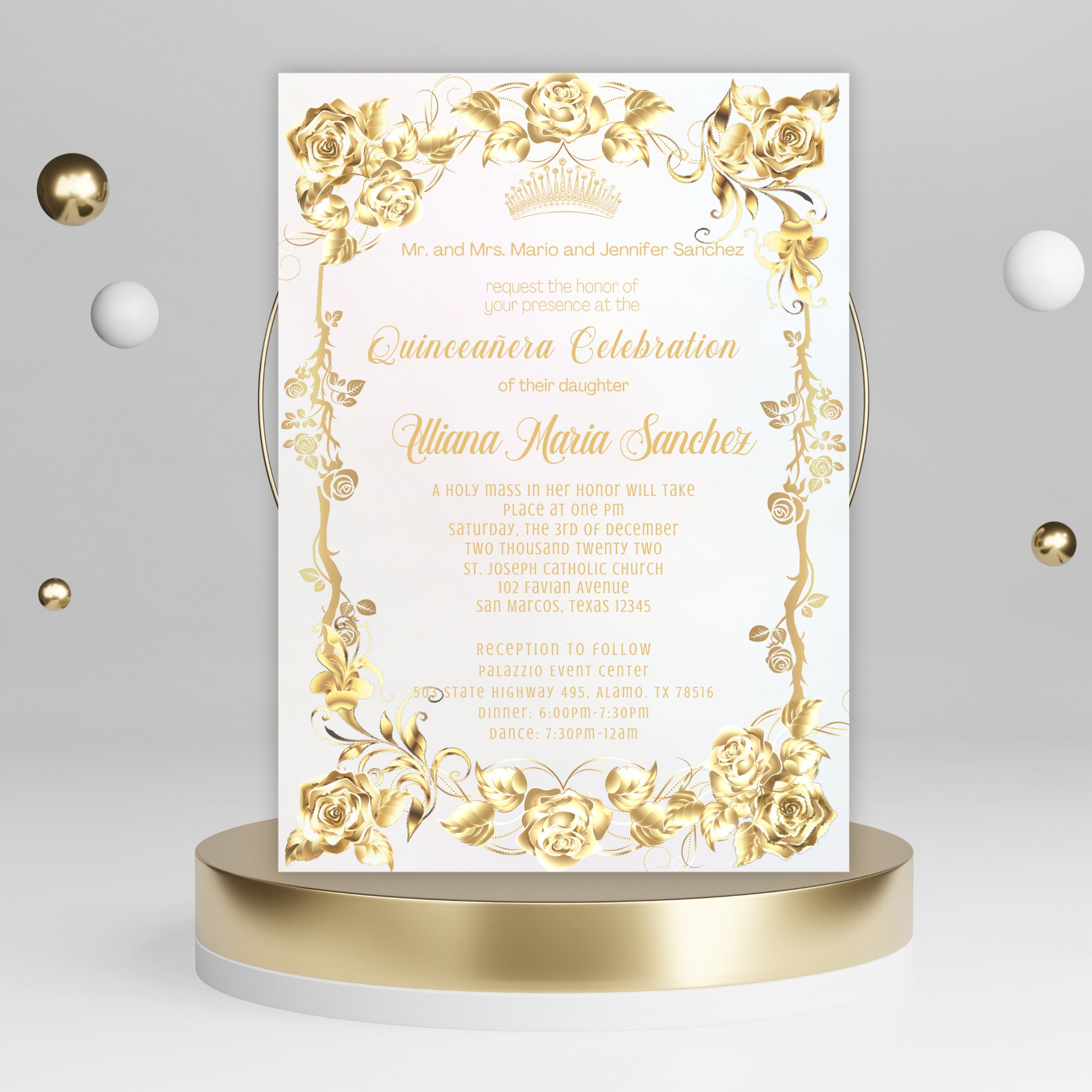 Quinceañera Invitation Printable EDITABLE TEMPLATE Pearl - Etsy