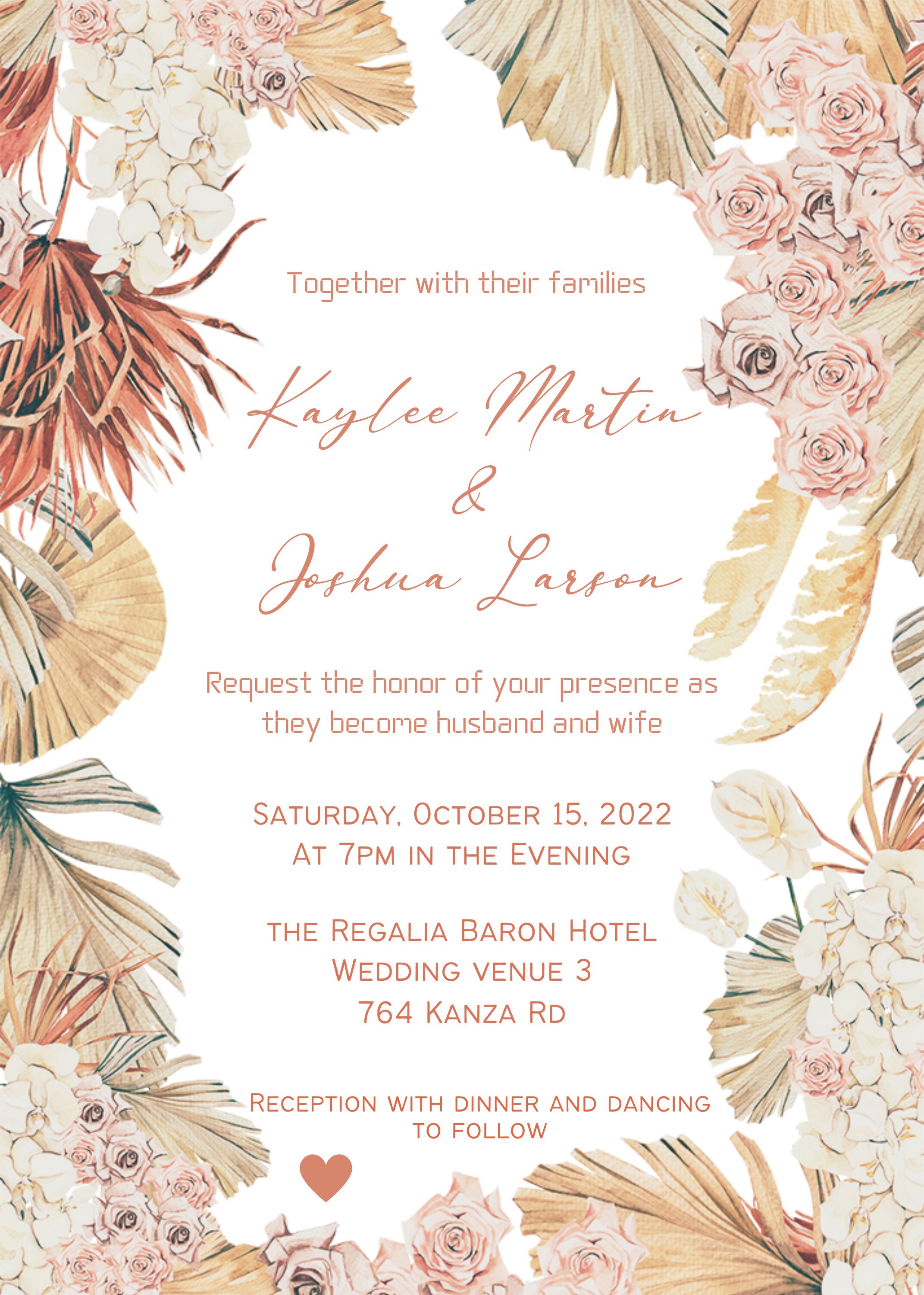 Rust Wedding Invitations Pampas Grass Editable Templates - Etsy