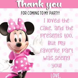 Minnie Mouse Thank You Card Digital Download Canva Template Printable ...