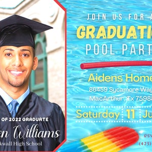 Graduation Pool Party Invitation, Graduation Pool Party Bash ...