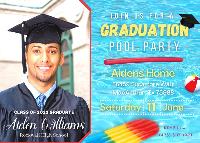 Graduation Pool Party Invitation Graduation Pool Party Bash - Etsy