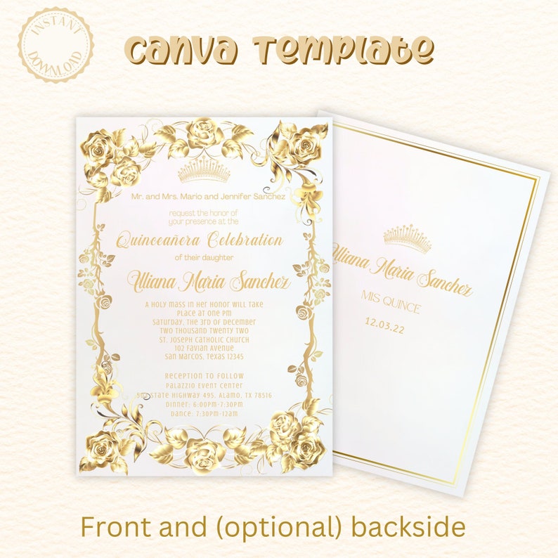 Quinceañera Invitation Printable EDITABLE TEMPLATE Pearl - Etsy
