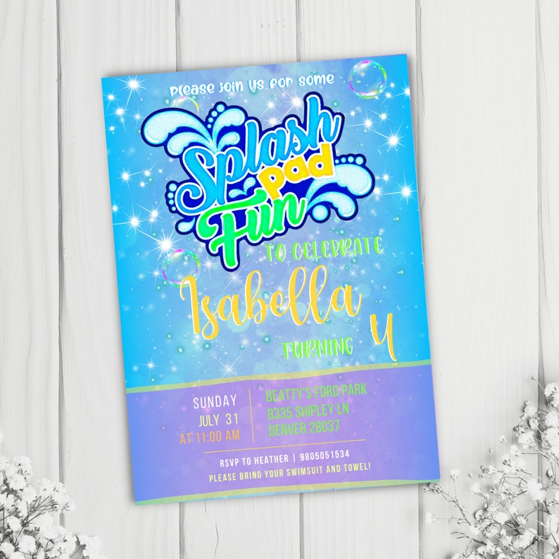Splash Pad Birthday Invitation Splash Pad Fun Invite Digital - Etsy