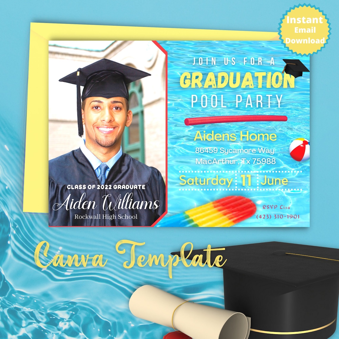 Graduation Pool Party Invitation Graduation Pool Party Bash - Etsy