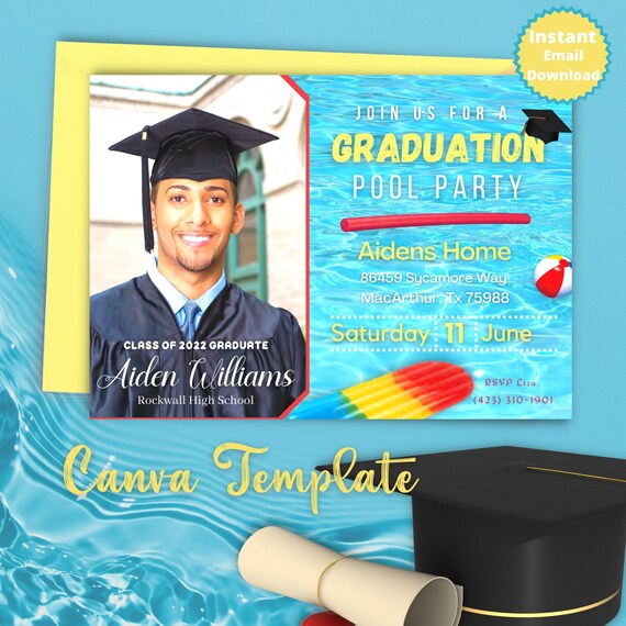 Graduation Pool Party Invitation Graduation Pool Party Bash - Etsy