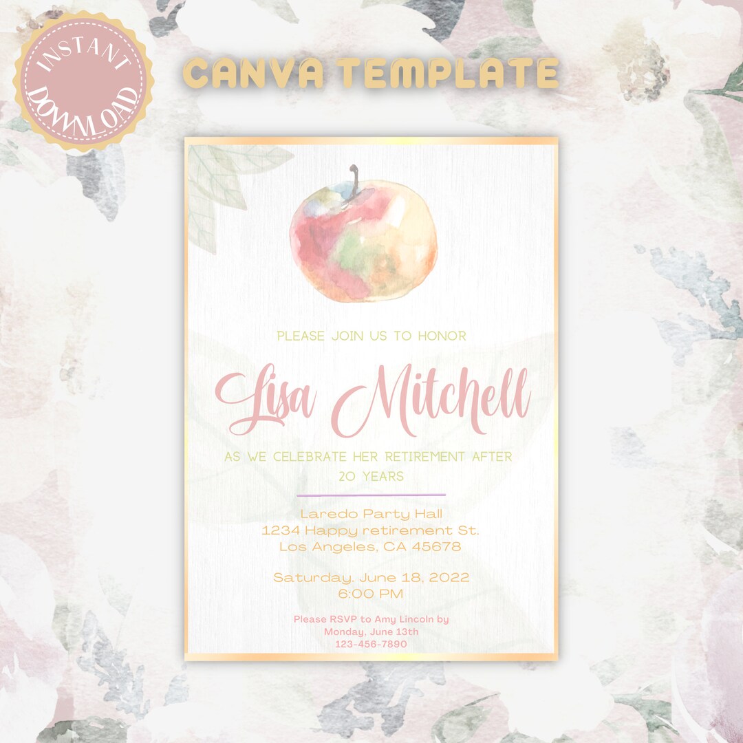 Teacher Retirement Party Invitation | Printable and Editable Invite ...