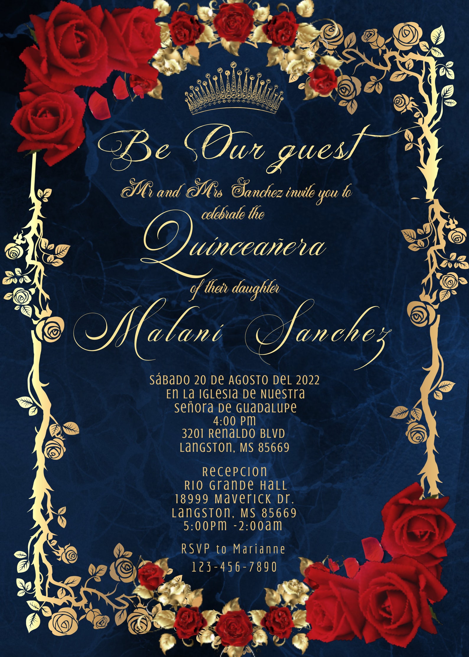 Quinceanera Invitation Printable EDITABLE TEMPLATE Midnight - Etsy
