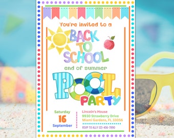 EDITABLE Back to School Pool Party Invitation, 5x7 - Etsy