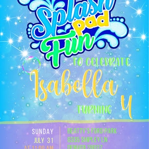 Splash Pad Birthday Invitation, Splash Pad Fun Invite Digital Download ...