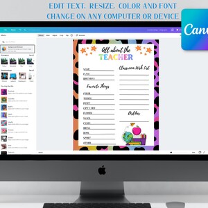 All About the Teacher Questionnaire/ Back to School/ Teacher ...