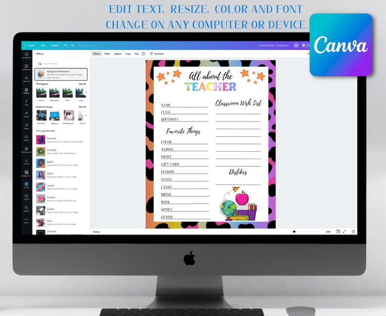 All About the Teacher Questionnaire/ Back to School/ Teacher - Etsy