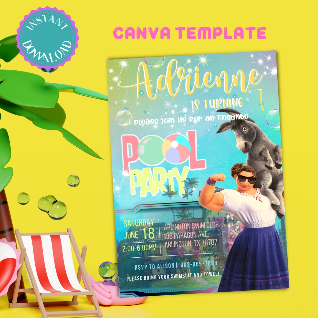 Luisa Encanto Pool Party Birthday Invitation, Pool Party Invite Digital ...