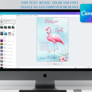 Editable Watercolor Pink Flamingo Theme Birthday Invitation,tropical ...