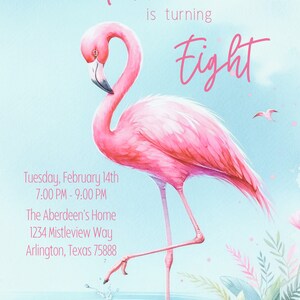 Editable Watercolor Pink Flamingo Theme Birthday Invitation,tropical ...