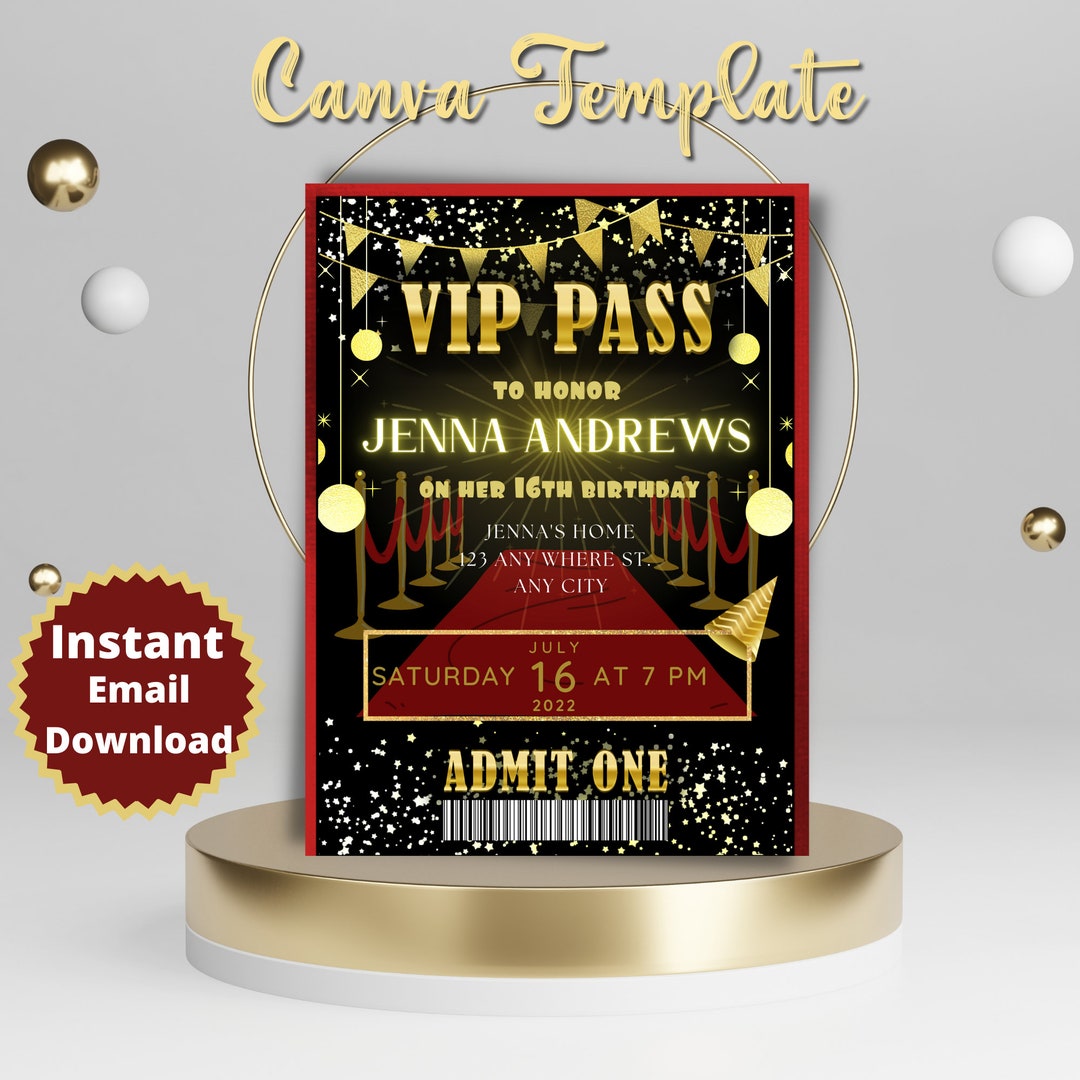 Lanyard Insert VIP Party Quinceanera Invite, Editable Lanyard Insert ...