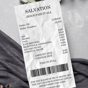 Easter Jesus Paid It All Receipt. Paid in Full Reciept. Salvation ...