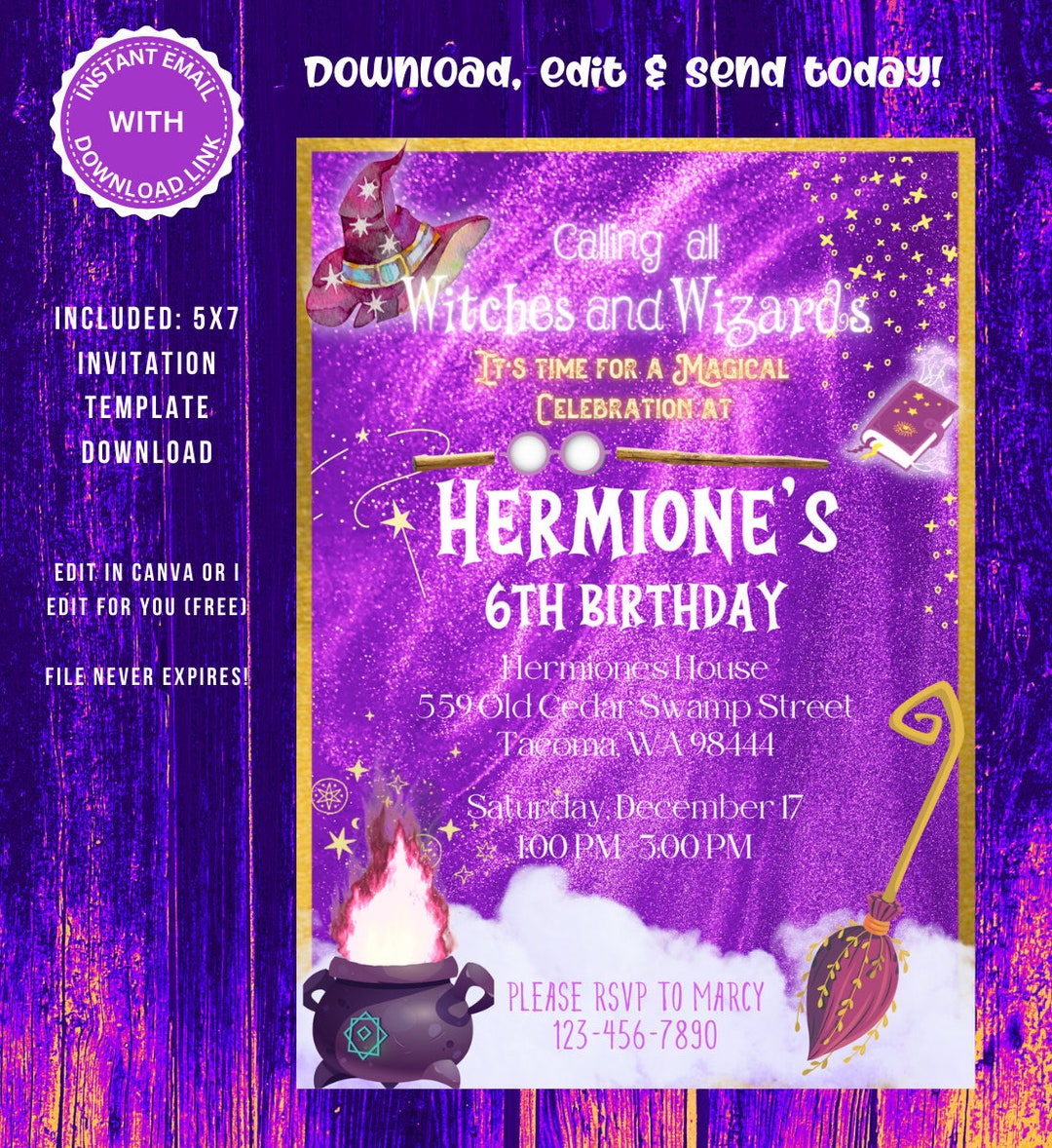 Editable Wizard Birthday Invitation Template Printable - Etsy