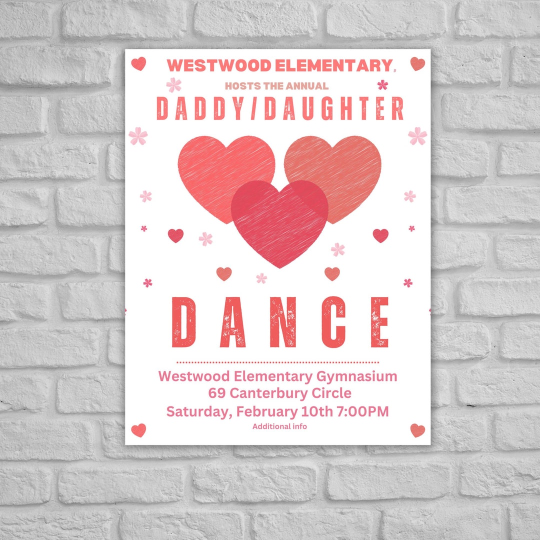 Editable Valentines Day Dance Daddy/daughter Dance Flyer Party ...
