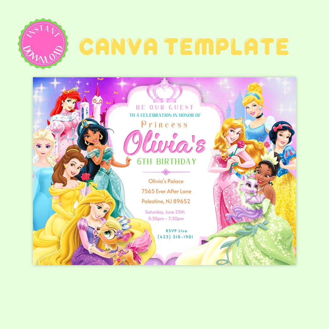 Princess Birthday Party Theme Princess Pamper Birthday Party Invitation ...
