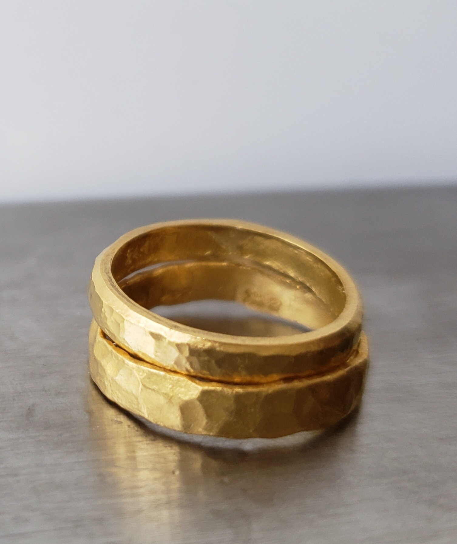 24k Solid Gold Stacking Ring - Etsy