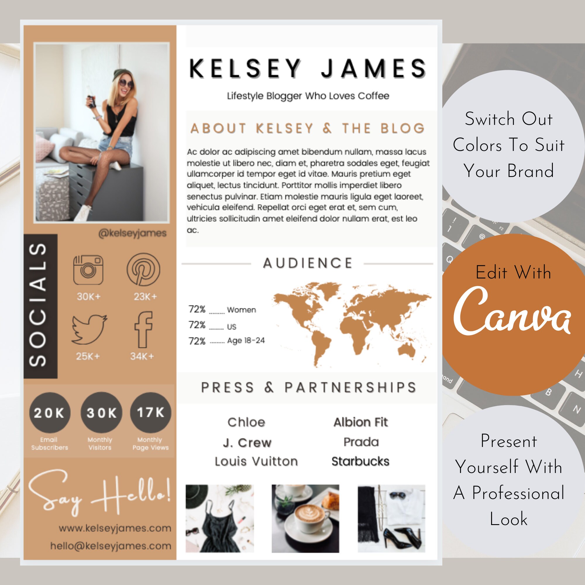 2 Page Influencer Kit | Social Media Template | Instagram Influencer ...