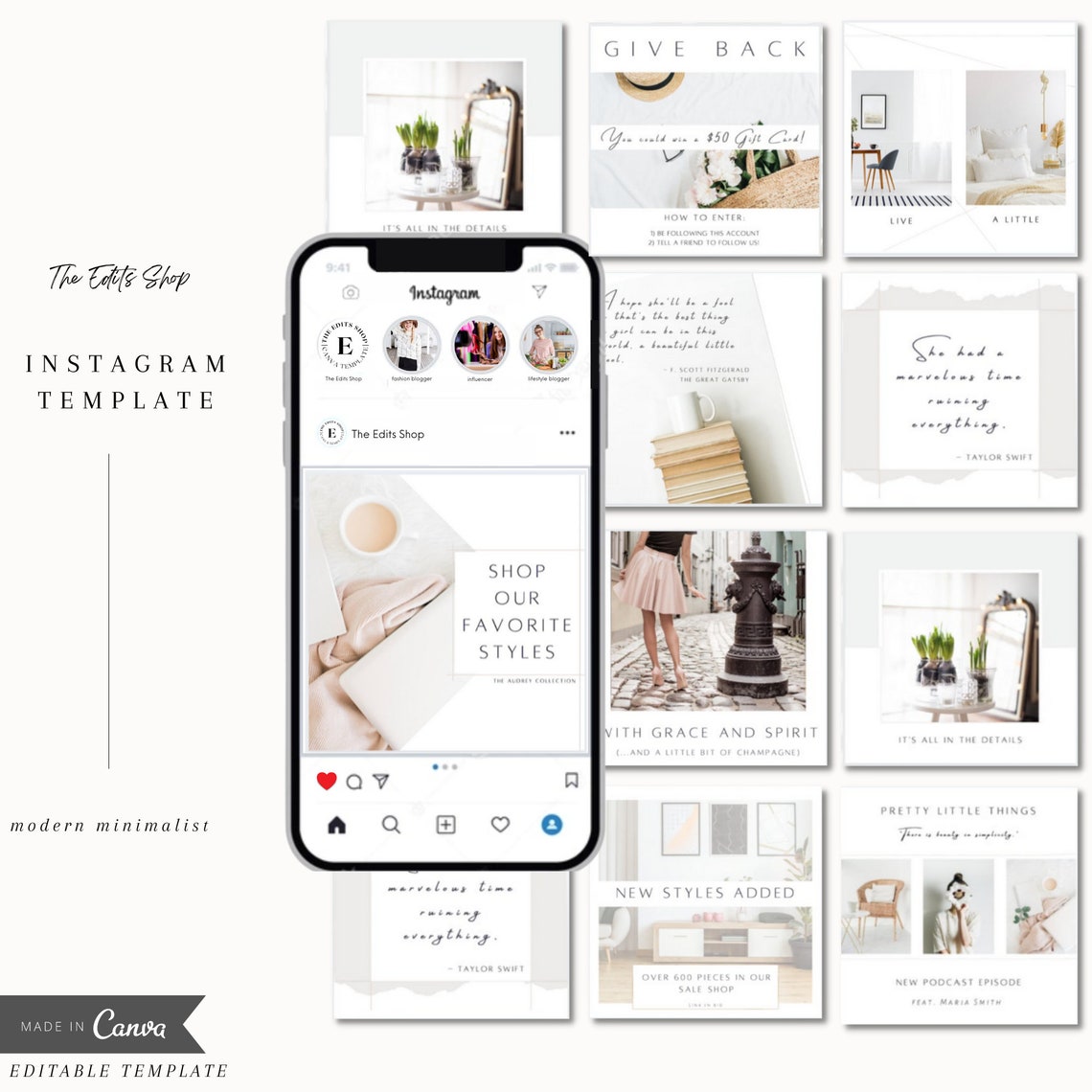 21 Instagram Post Template Clean Simple Minimalist Design Social Media ...