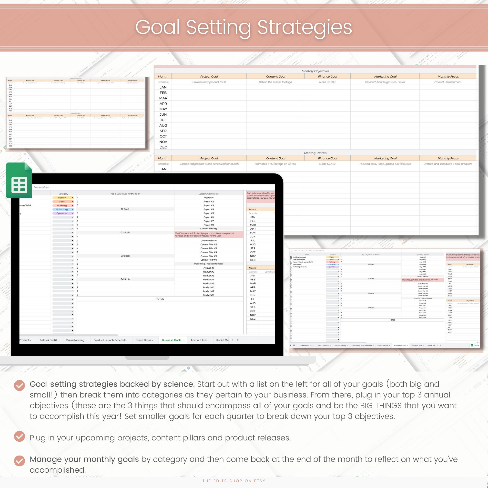 Small Business Spreadsheet Planner | Google Sheets Digital Planner ...