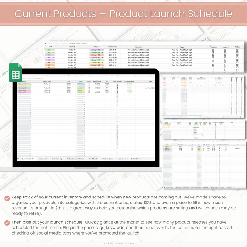 Small Business Spreadsheet Planner | Google Sheets Digital Planner ...