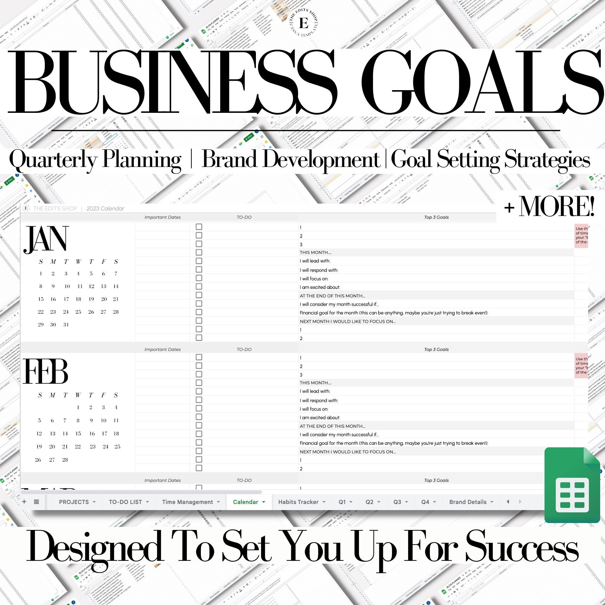 Business Goals Spreadsheet Planner | Google Sheets Digital Planner ...