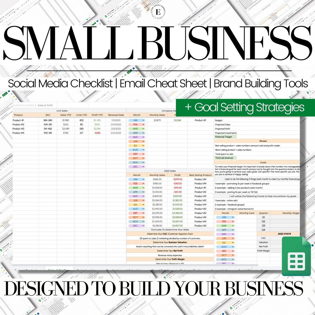 Small Business Spreadsheet Planner | Google Sheets Digital Planner ...