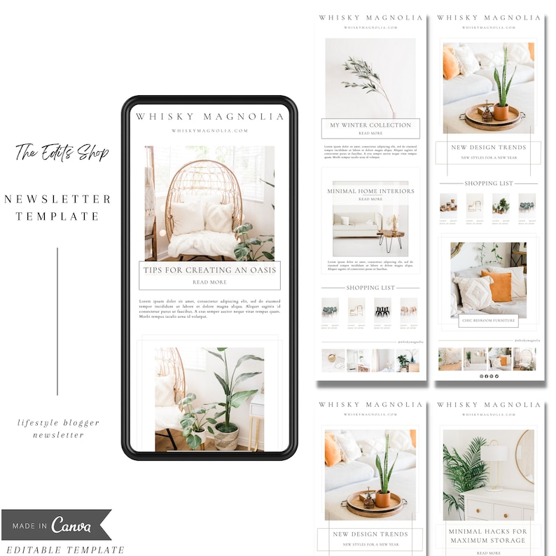 Boho Email Marketing Template Editable Canva Template Modern E-mail ...
