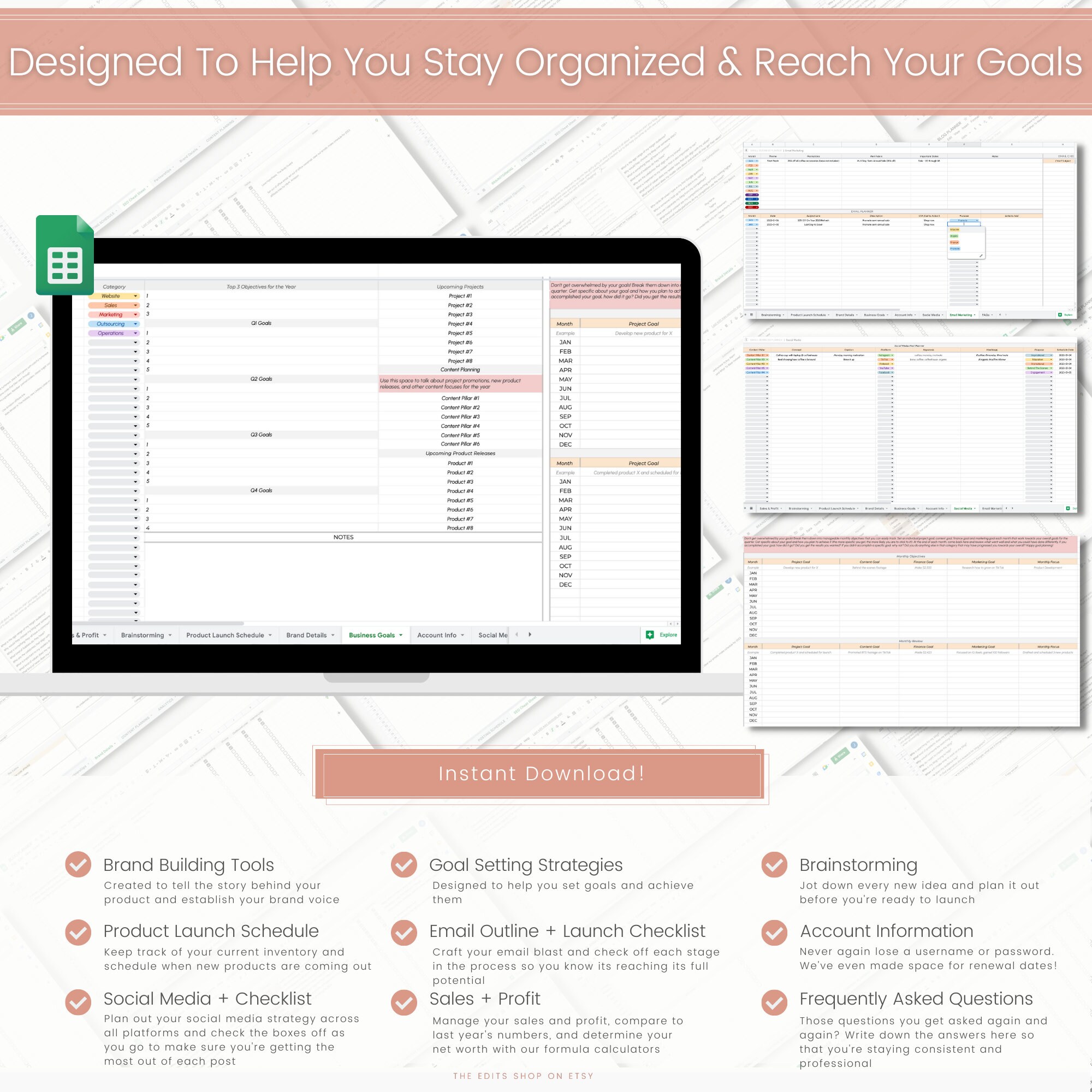 Small Business Spreadsheet Planner | Google Sheets Digital Planner ...