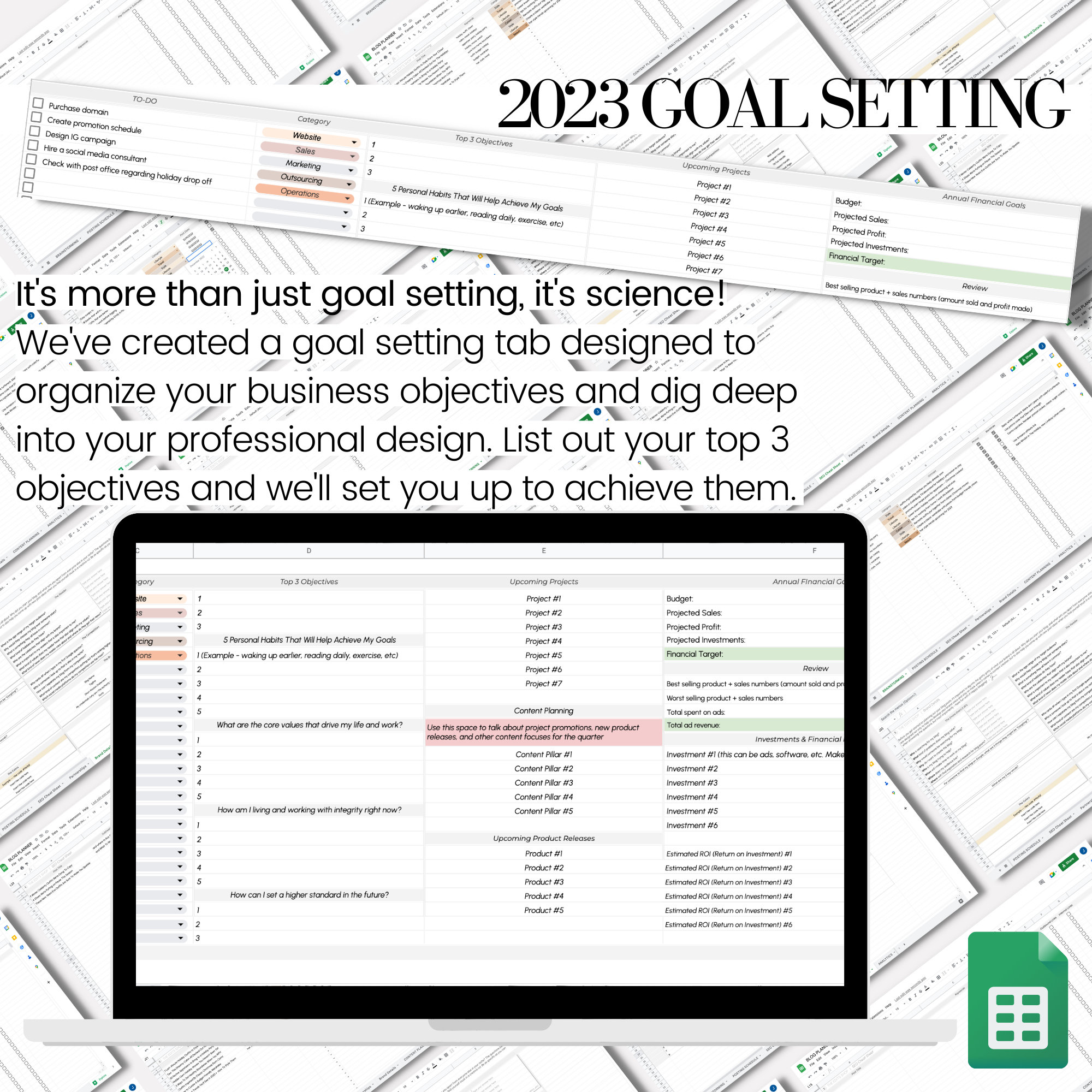 Business Goals Spreadsheet Planner | Google Sheets Digital Planner ...