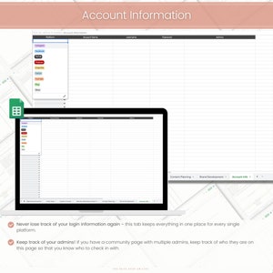 Social Media Checklist | Google Sheets Digital Planner | Growth Planner ...