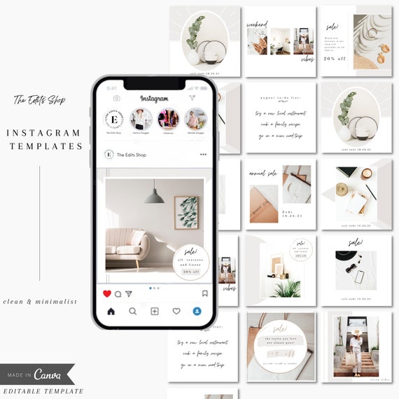 21 Instagram Post Template Clean Simple Minimalist - Etsy