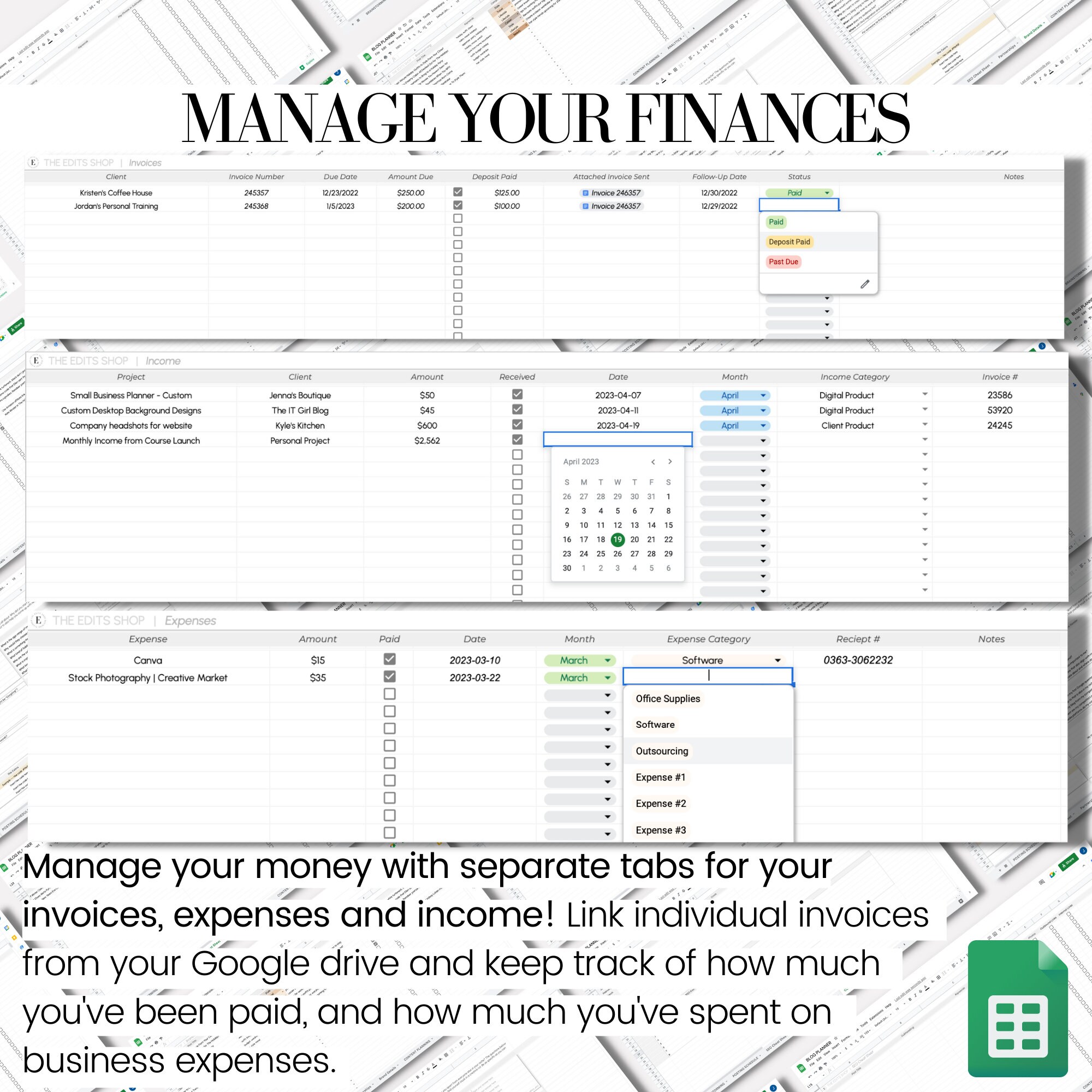 Freelance Planner | Google Sheets Digital Planner | Habits Tracker ...