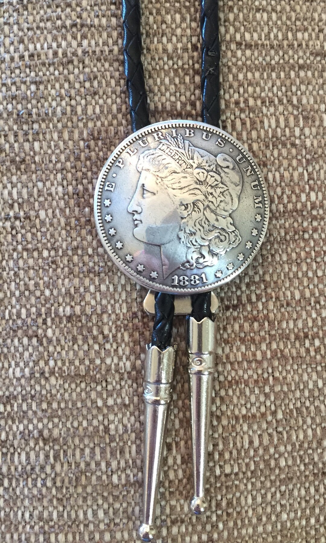 Morgan Dollar Concho (head) Bolo Tie on Black Braided Leather - Etsy
