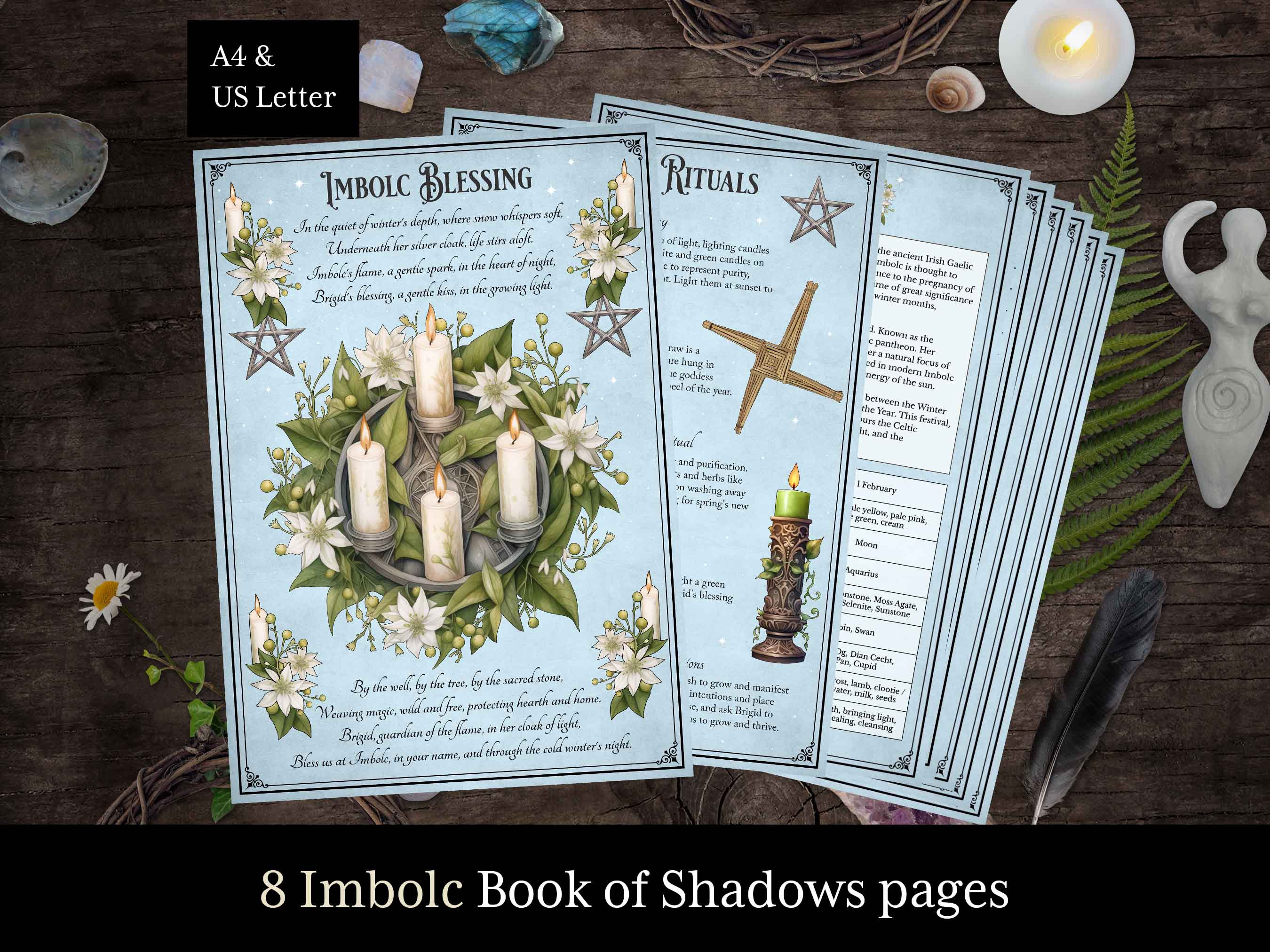8 Imbolc Book of Shadows Pages With Imbolc Rituals, Correspondences ...