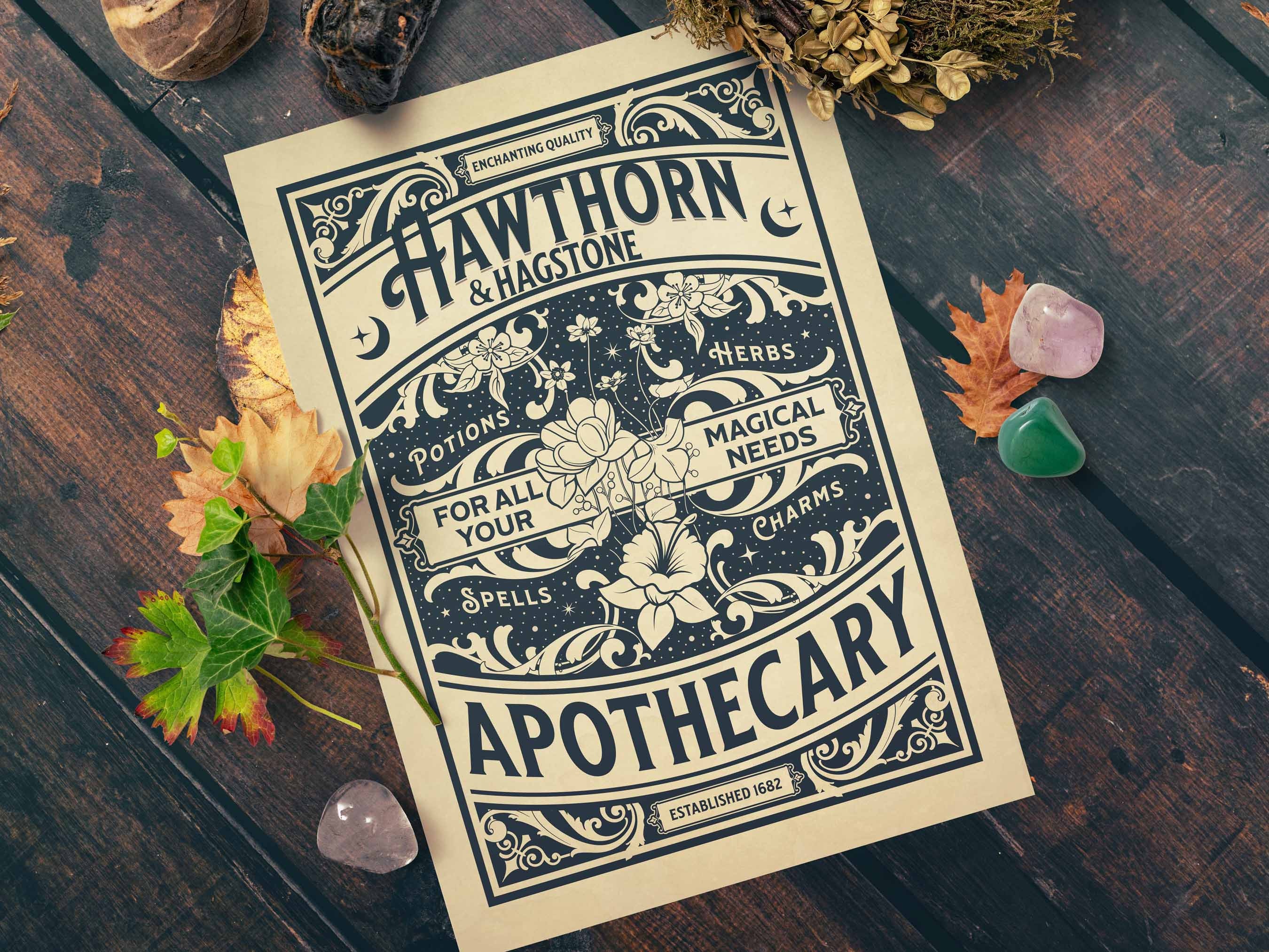 Apothecary Sign Hawthorn & Hagstone Vintage Style Printable. - Etsy