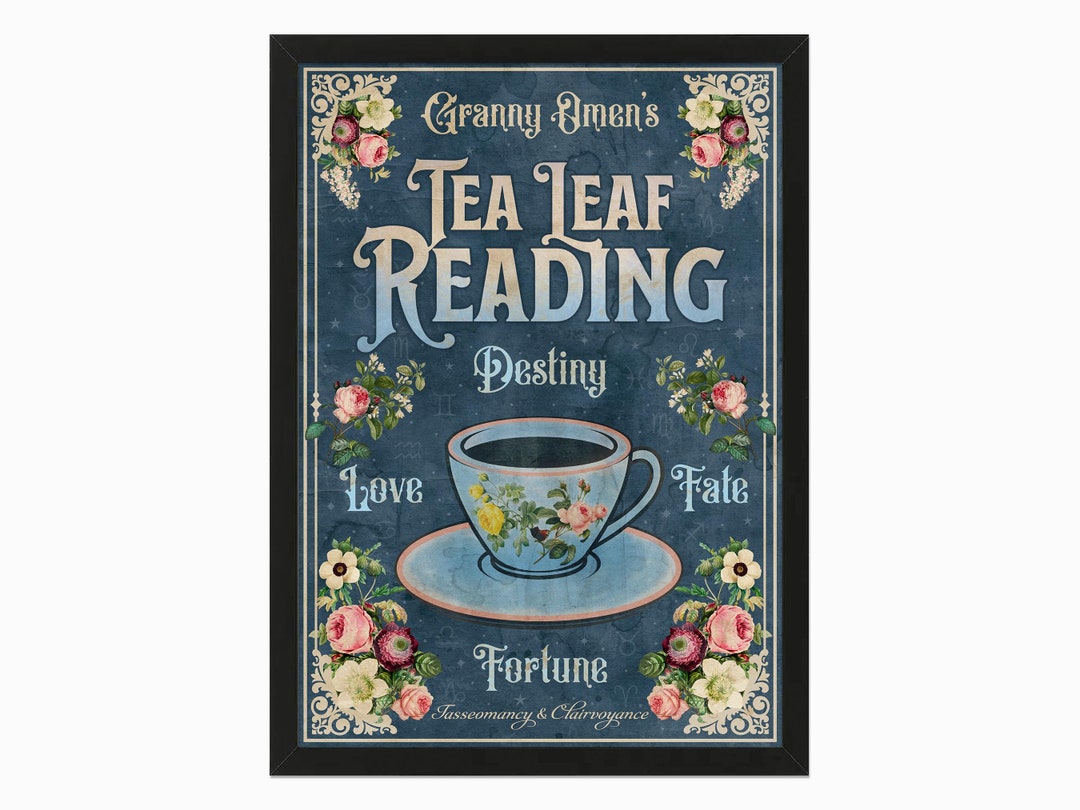 Tea Leaf Reading Divination, Vintage Fortune Teller Sign, Tasseography ...