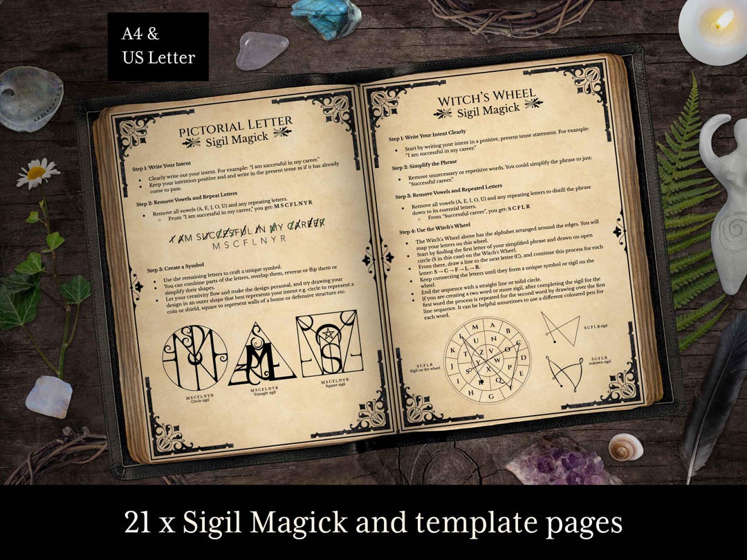 21 Sigil Magick and Templates Book of Shadows Pages for Sigil Spells ...