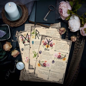 24 Rune Book of Shadows Printable Pages A4, Grimoire Pages, Witchcraft ...