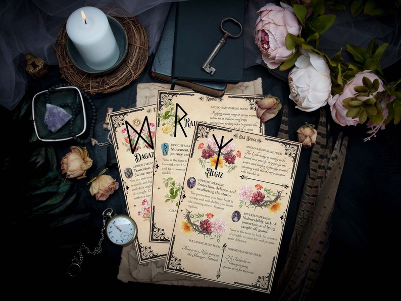 24 Rune Book of Shadows Printable Pages A4, Grimoire Pages, Witchcraft ...