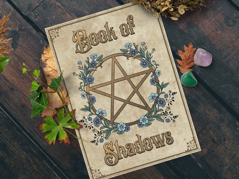 Book of Shadows Binder Cover Page, Printable Grimoire Title Page, Book ...