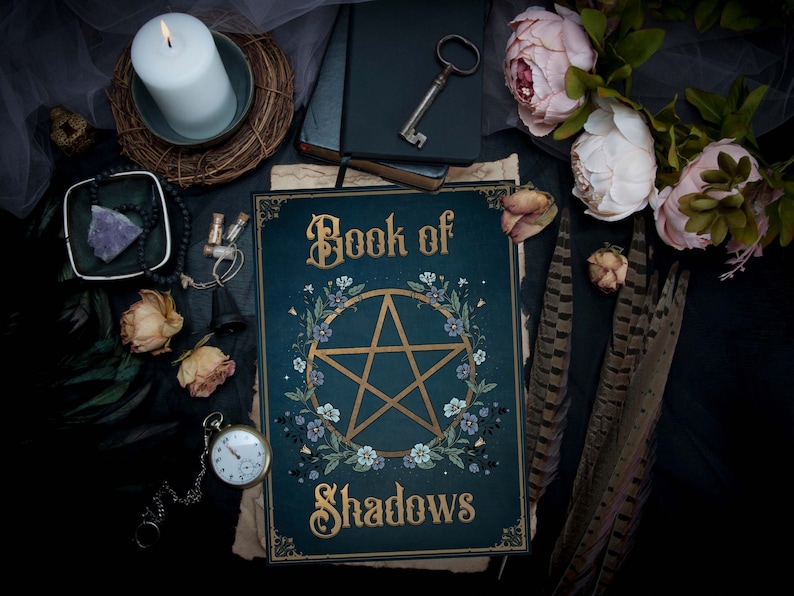 Book of Shadows Binder Cover Page, Printable Grimoire Title Page, Book ...