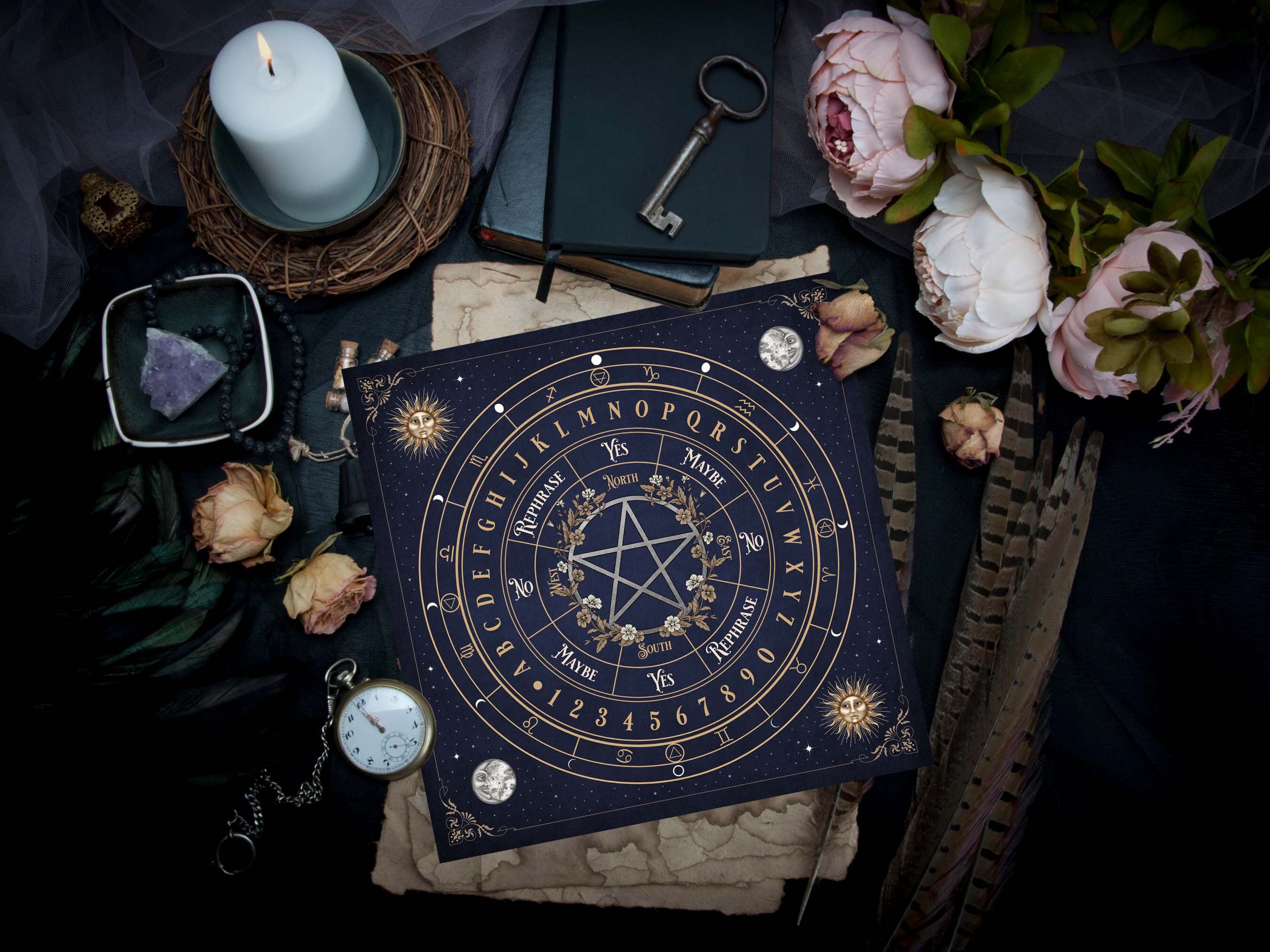 Pendulum Board Printable for Spirit Divination, Ouija Board, Witchy ...