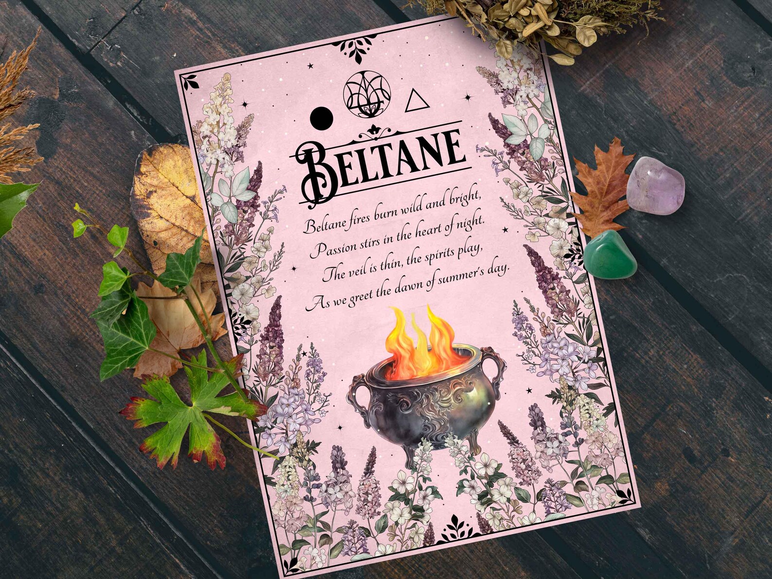 Beltane Altar Art, Witch Wheel of the Year Altar Cards for Sabbat Decor ...